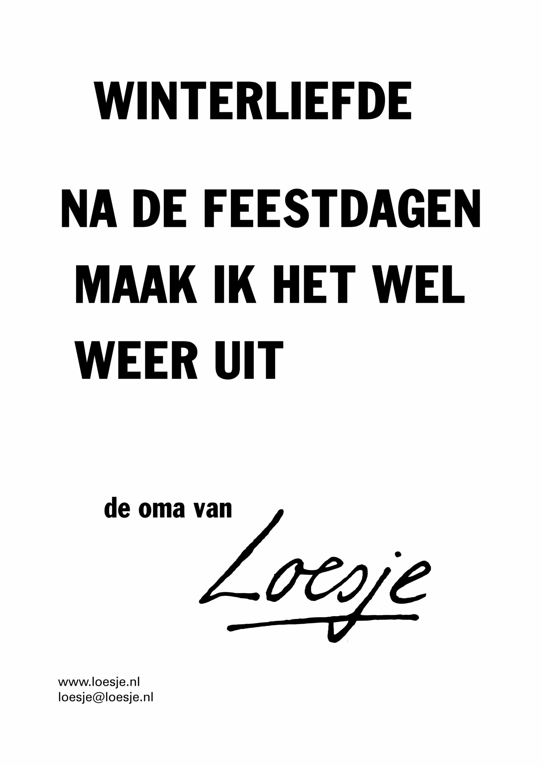 Winterliefde / na de feestdagen maak ik het wel weer uit – de oma van ...