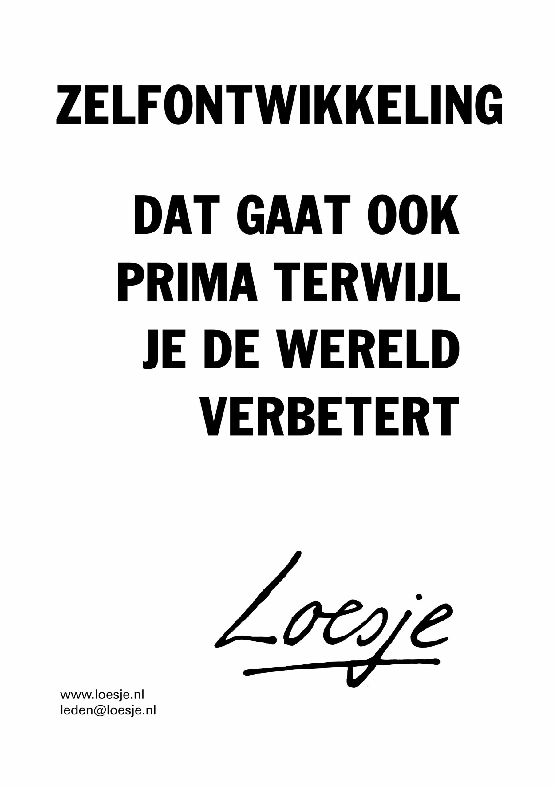 Zelfontwikkeling/ dat gaat ook prima terwijl je de wereld verbetert ...